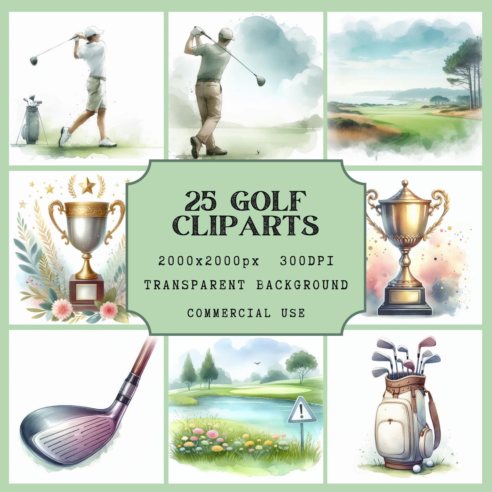 25 Golf Watercolor Clipart: Sports Illustrations (digital Download) - Etsy
