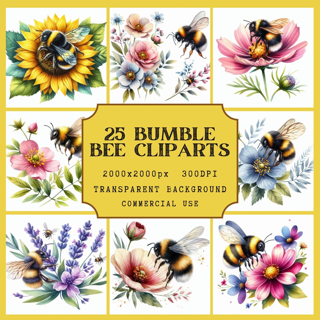25 Bumble Bee Clipart | Bee PNG | Bee Clipart | Bee Invitation ...