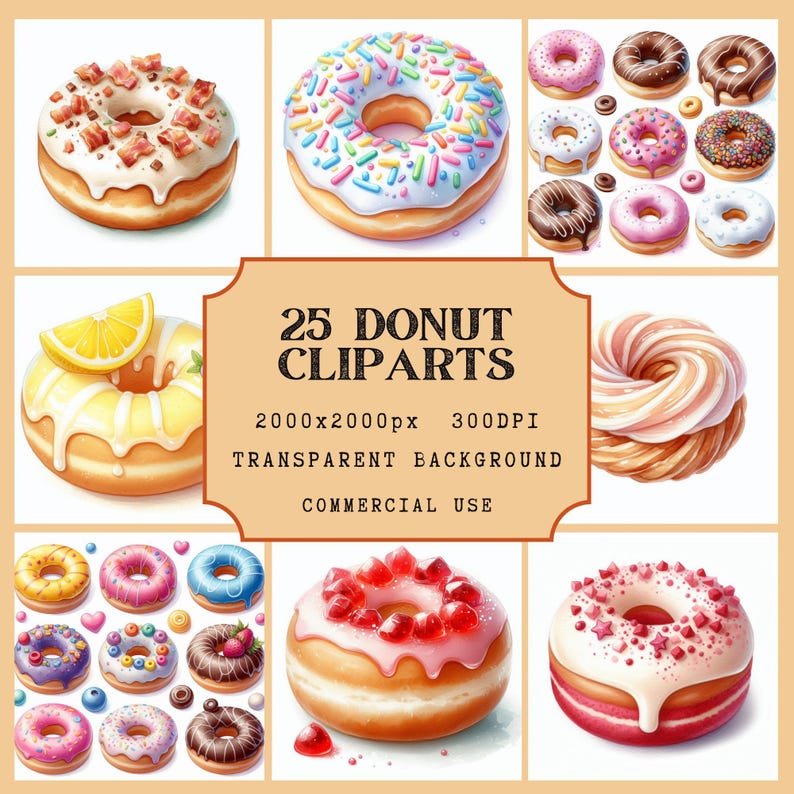 25 Donut Clipart | Donut PNG | Donut Clip Art | Doughnut Clipart | Cake ...