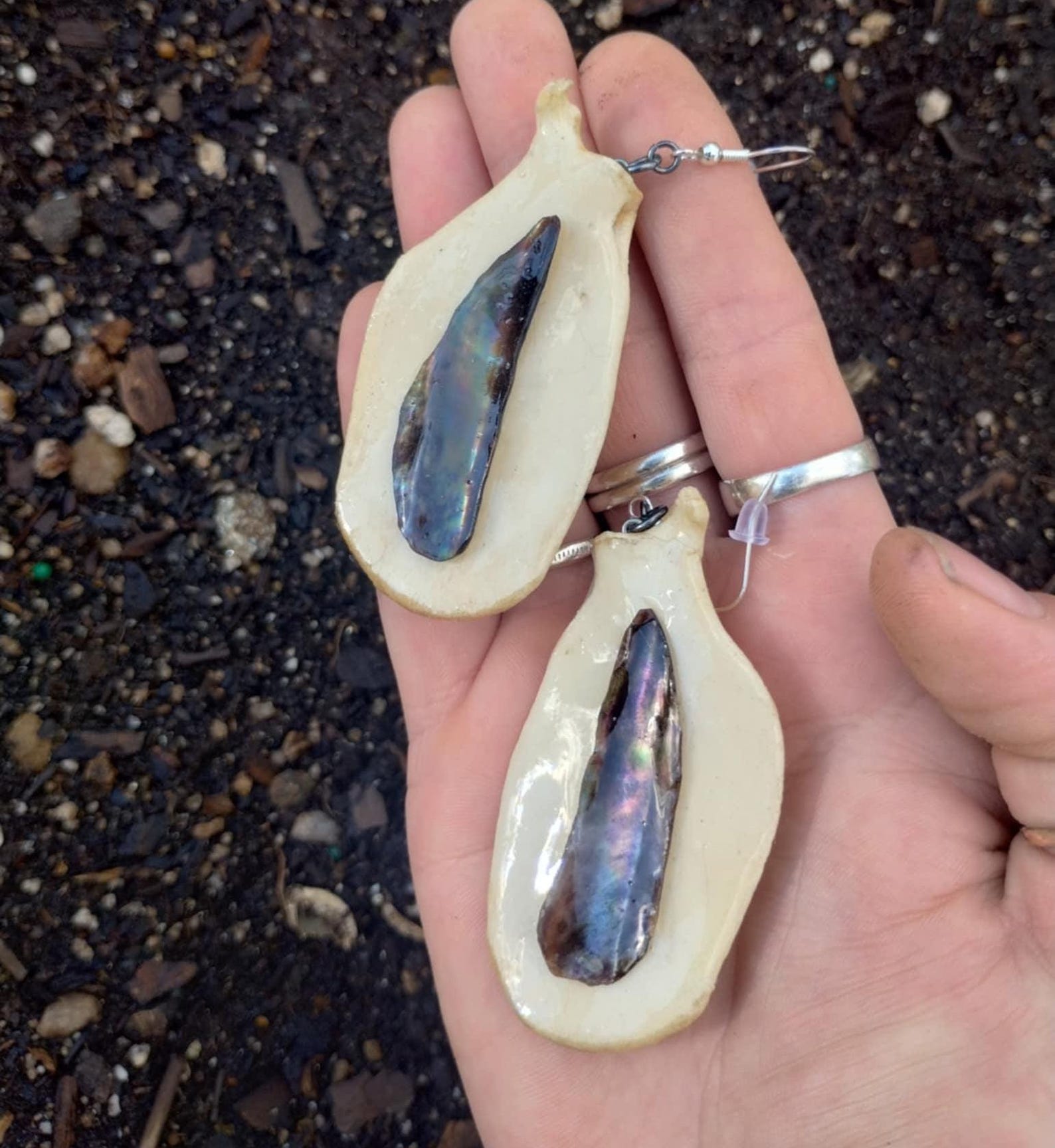 Possum Shoulder Bone Earrings Featuring Abalone Shell - Etsy