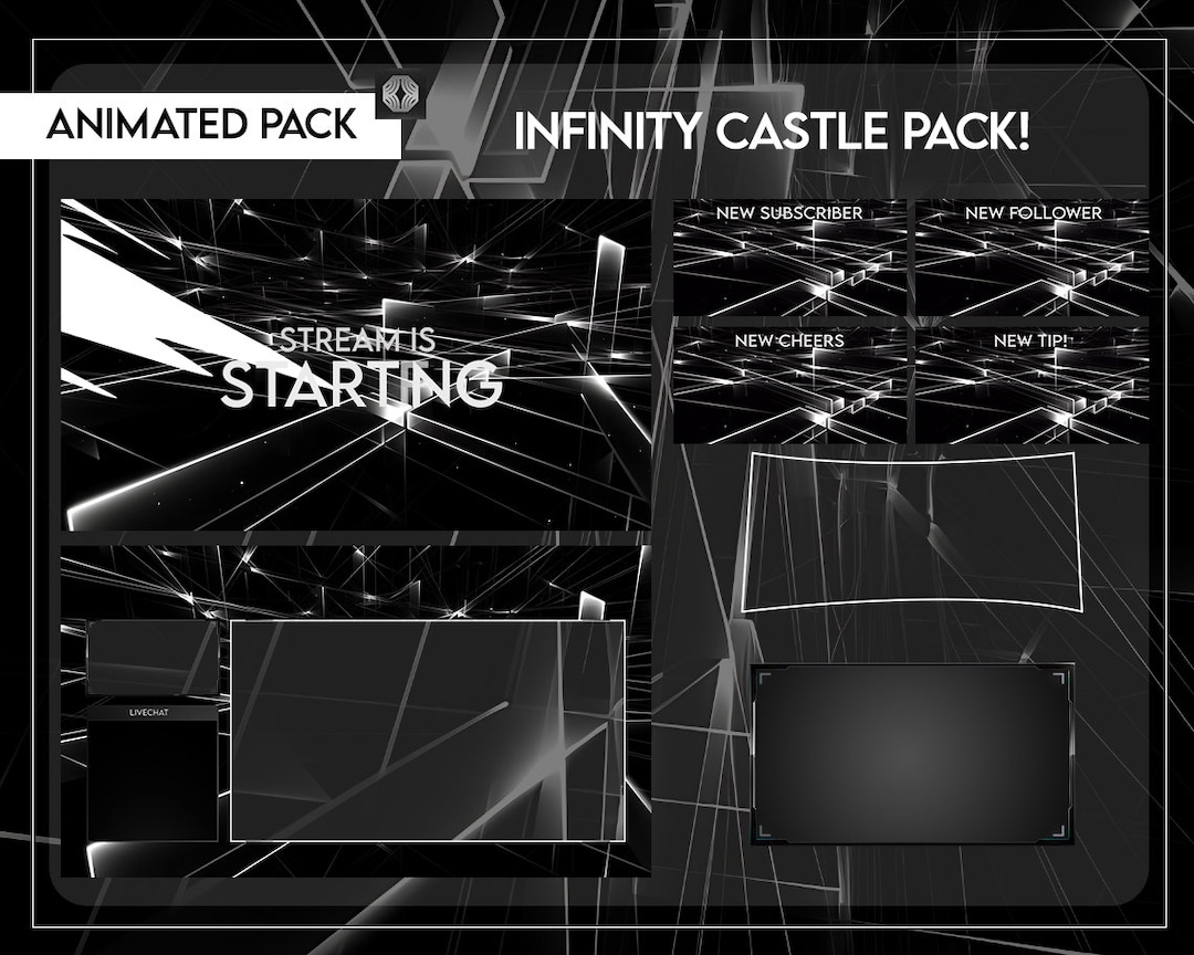 ANIMATED Infinity Castle Twitch Pack Animated Screens Overlays Panels ...