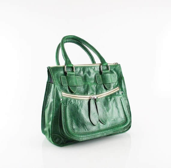 Emerald Green Leather Handbag | semashow.com