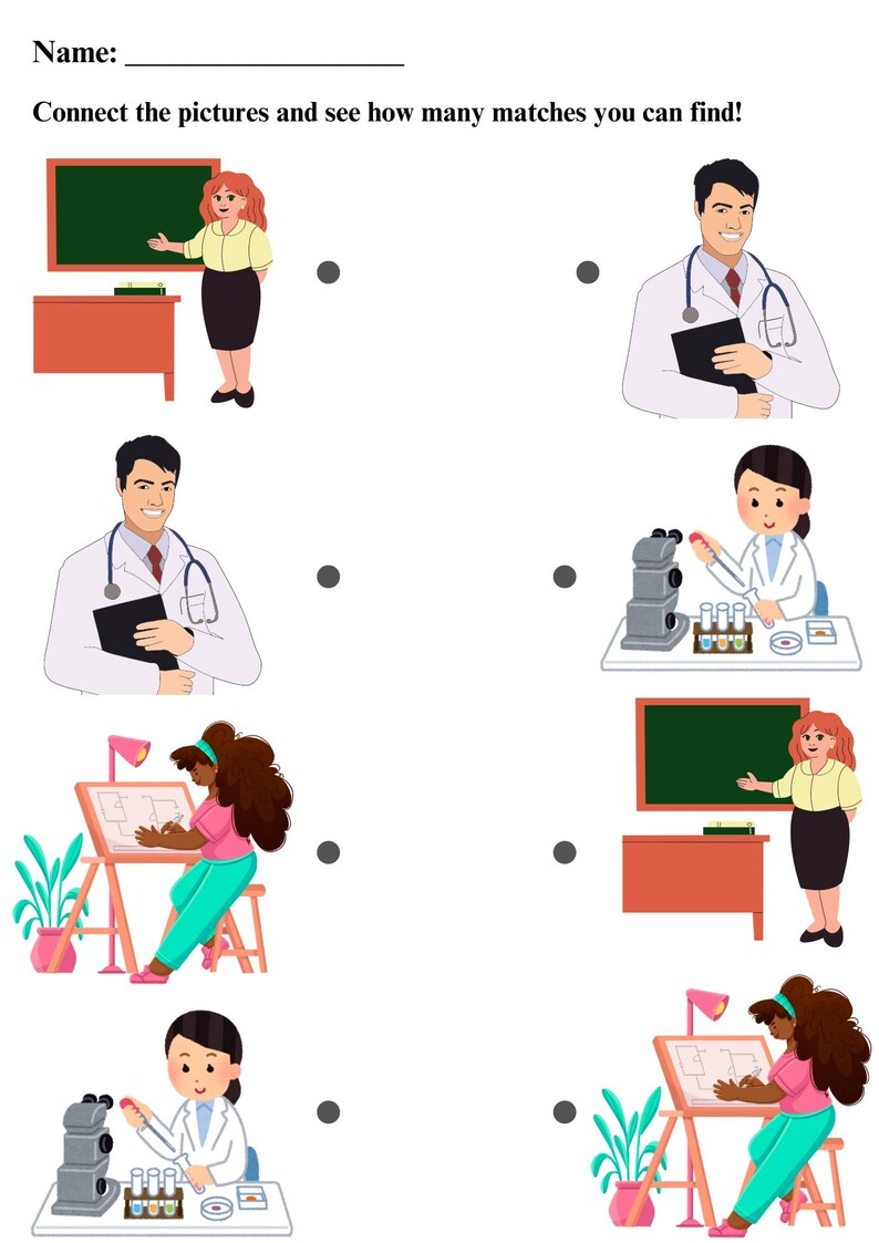 Matching Pictures Activity Sheets - Etsy