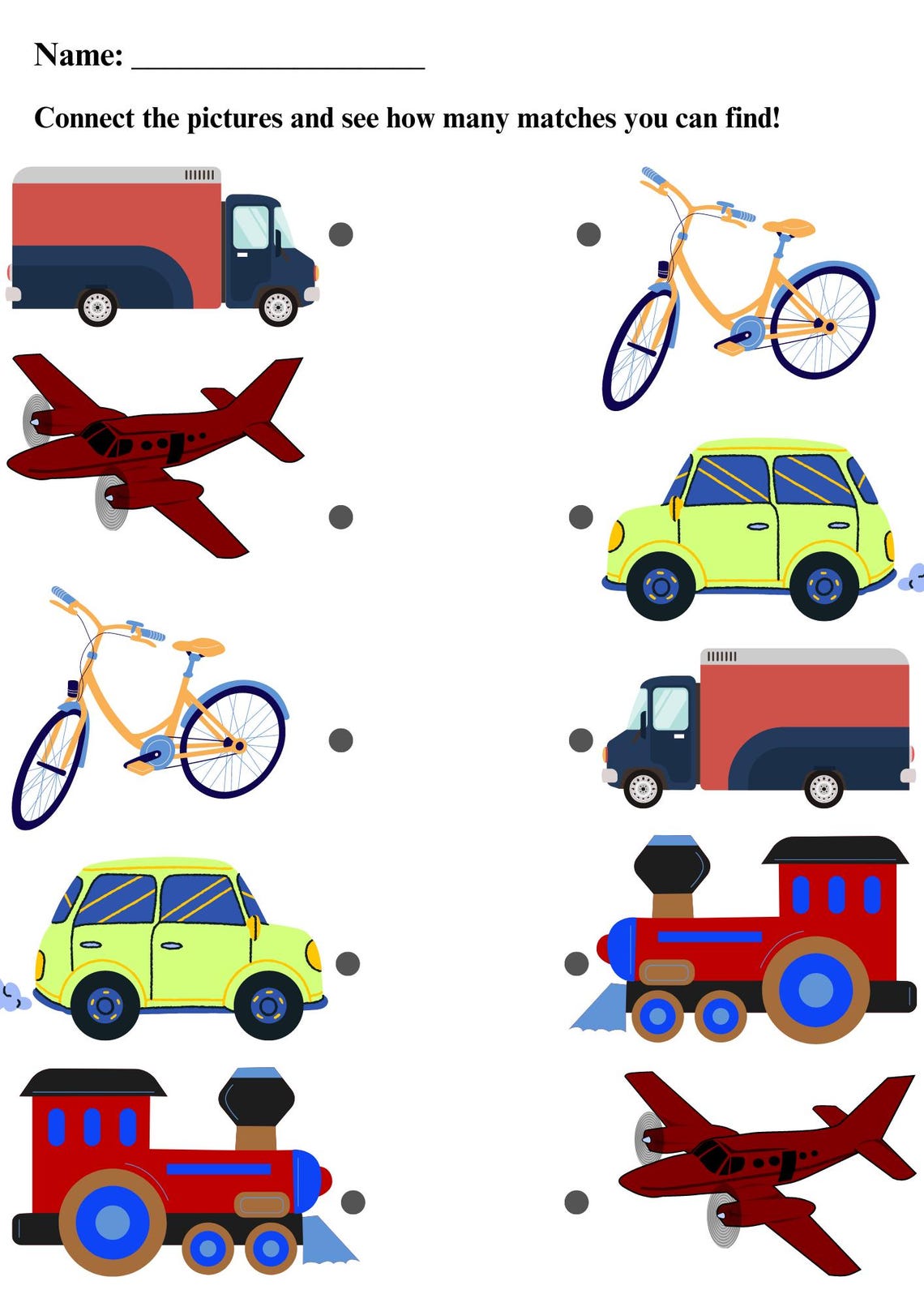 Matching Pictures Activity Sheets - Etsy