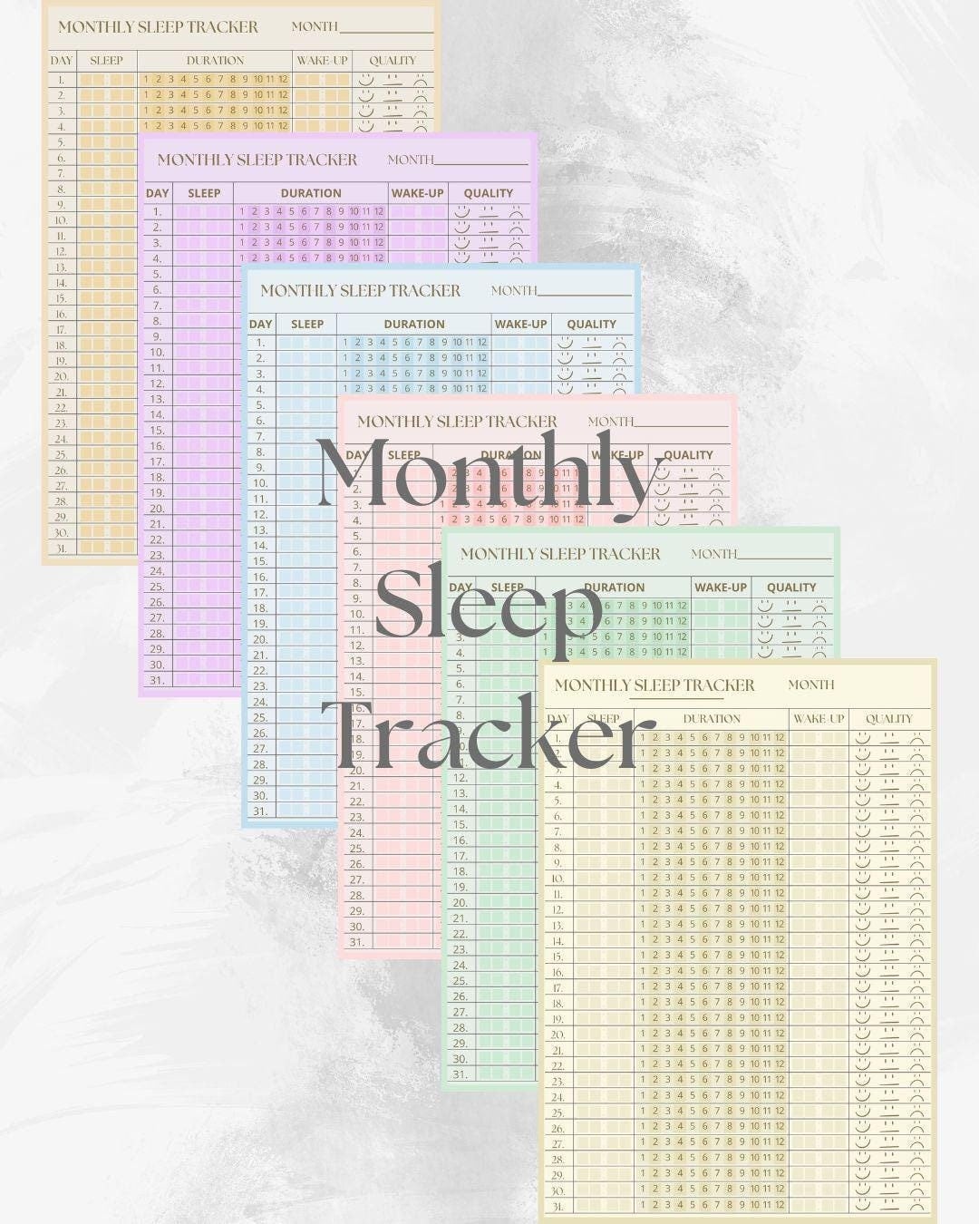 Digital Monthly Sleep Tracker. Undated. Printable or for Ipad/tablet ...