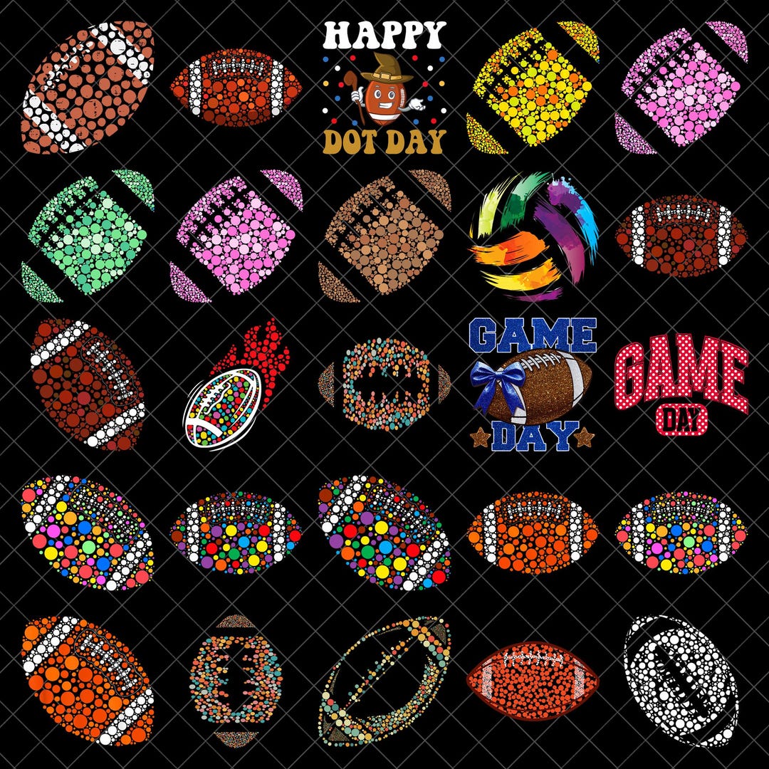 Football Dot PNG Bundle, Polka Dot Game Day Digital Download, Colorful ...