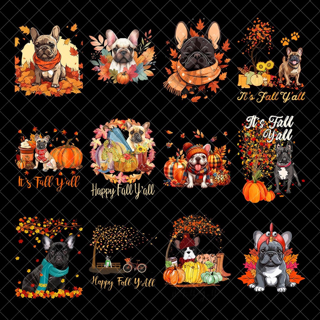 Fall French Bulldog Png Bundle, It's Fall Y'all Dog PNG, Dog Png ...