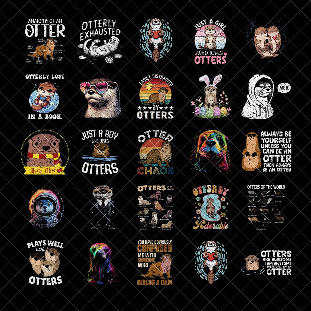 Otter Chaos Png Bundle, Otter Funny Sea Design Png, Funny Otter Png ...
