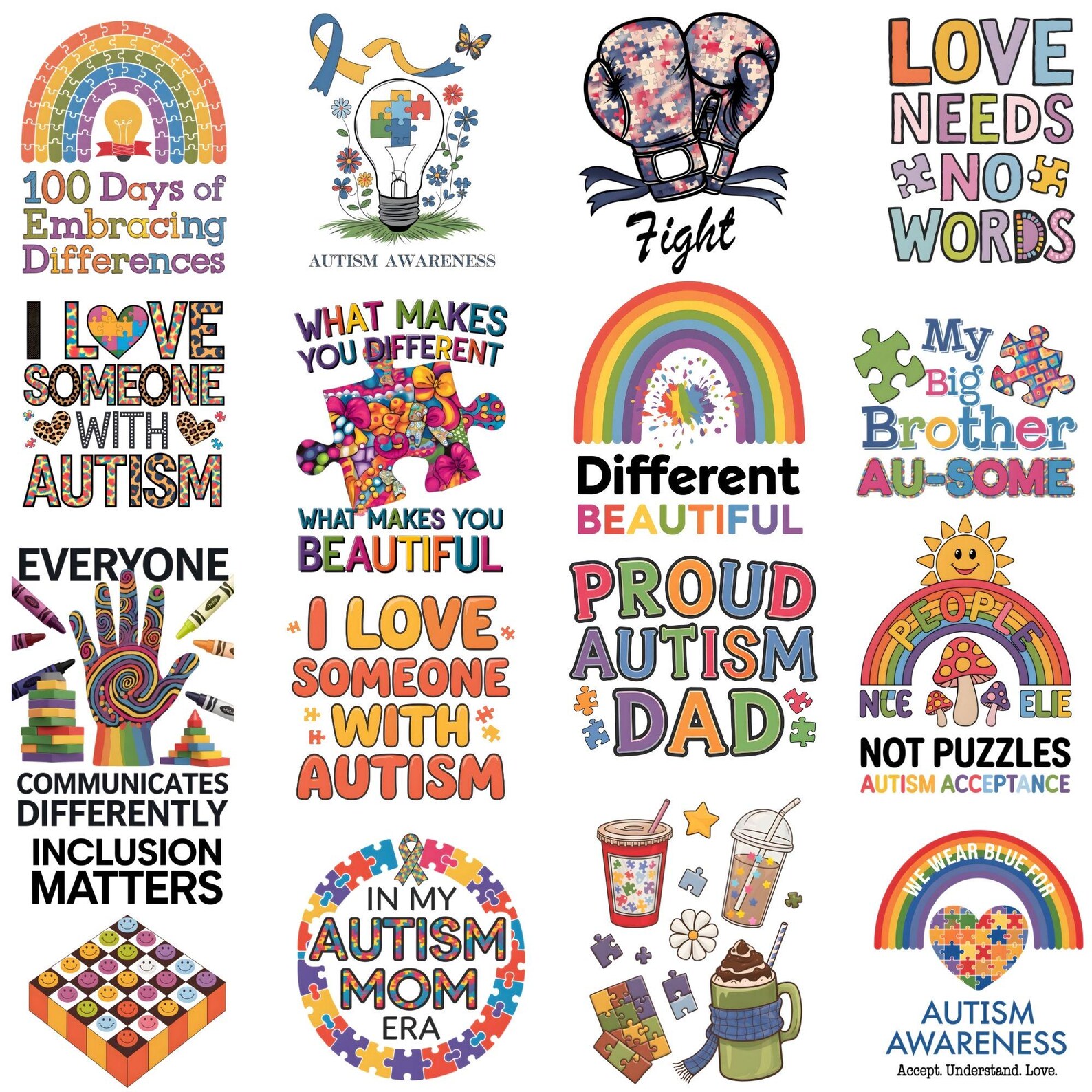 30+ Autism Awareness Png Bundle, Autism Quotes Png, Autism T-shirt ...