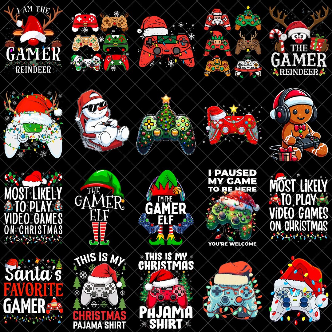 Christmas Gamer PNG Bundle, Holiday Game Controller PNG, Festive Gaming ...