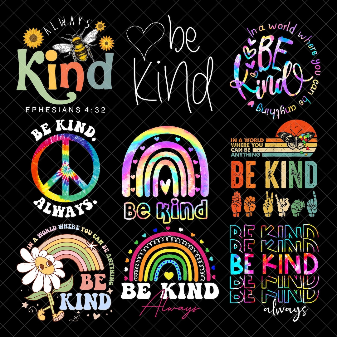 Be Kind PNG Bundle, Be Kind Always PNG, Be Kind Clipart, Smiley Face ...