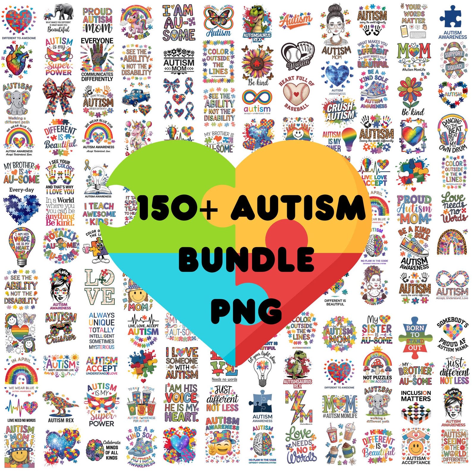 150+ Autism Awareness Png Bundle, Autism Quotes Png, Autism T-shirt ...