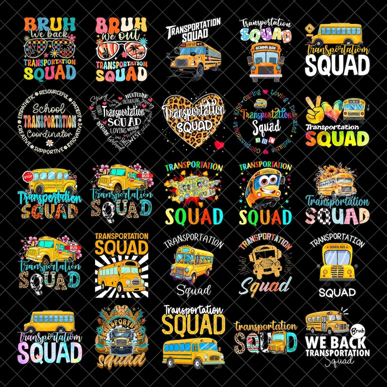 Transportation Squad School Bus Png Bundle, Teacher Png, Transportation ...
