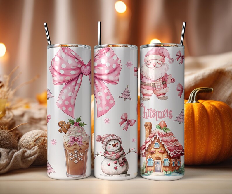 Pink Christmas Clipart Bundle PNG, Santa Snowman Gingerbread SVG ...