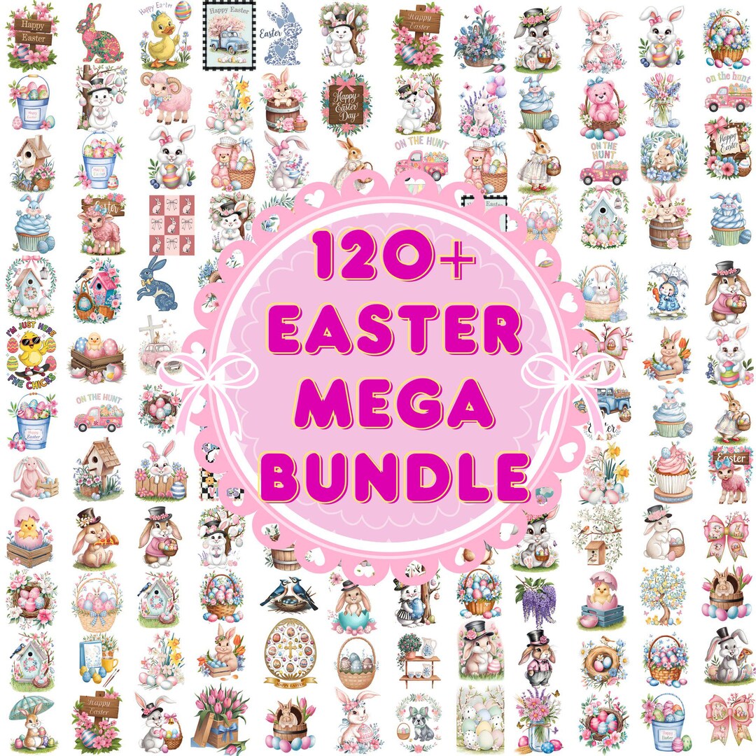 120+ Happy Easter Day Mega Bundle Png, Easter Day Bundle Png, Easter ...