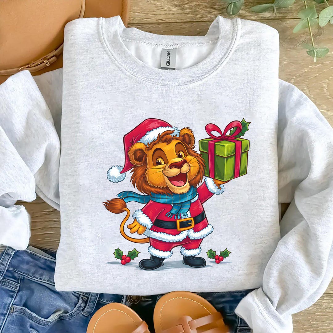 Lion King Christmas PNG, Santa Lion Sublimation Design, Lion King Cute ...