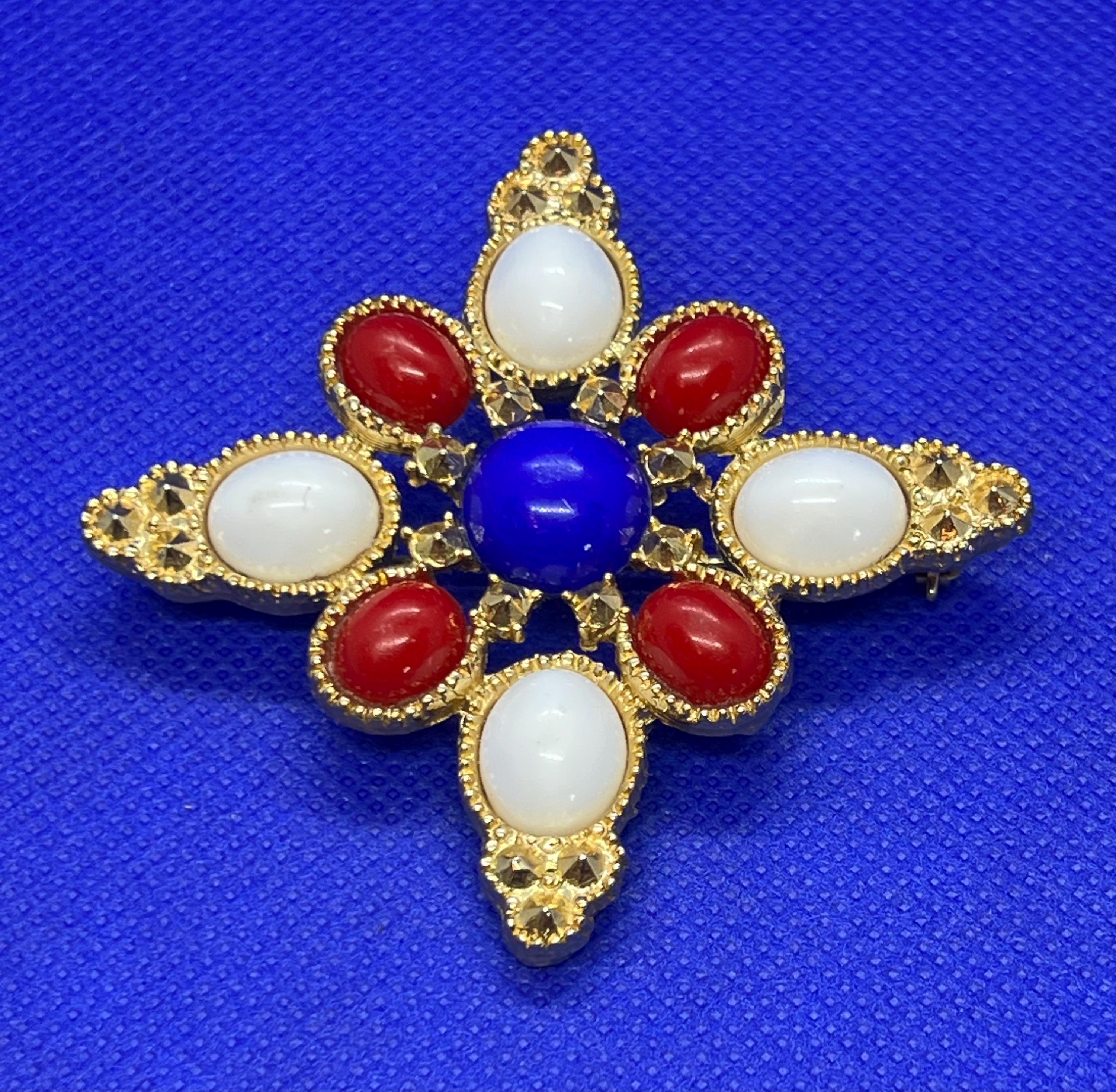 Vintage Sarah Coventry Red White Blue Goldtone Brooch Pin - Etsy