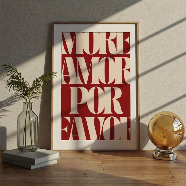 More Amor Por Favor Wall Art L Typography Poster |gallery Wall | Love ...