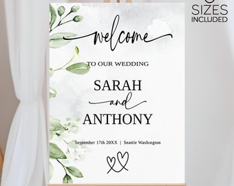 Editable Wedding Welcome Sign Template, Eucalyptus Welcome Board ...