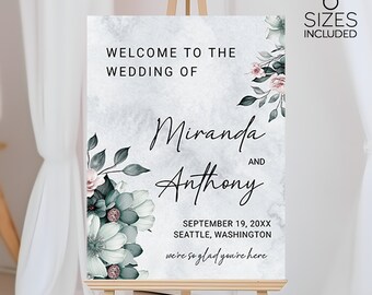 Editable Wedding Welcome Sign Template, Eucalyptus Welcome Board ...