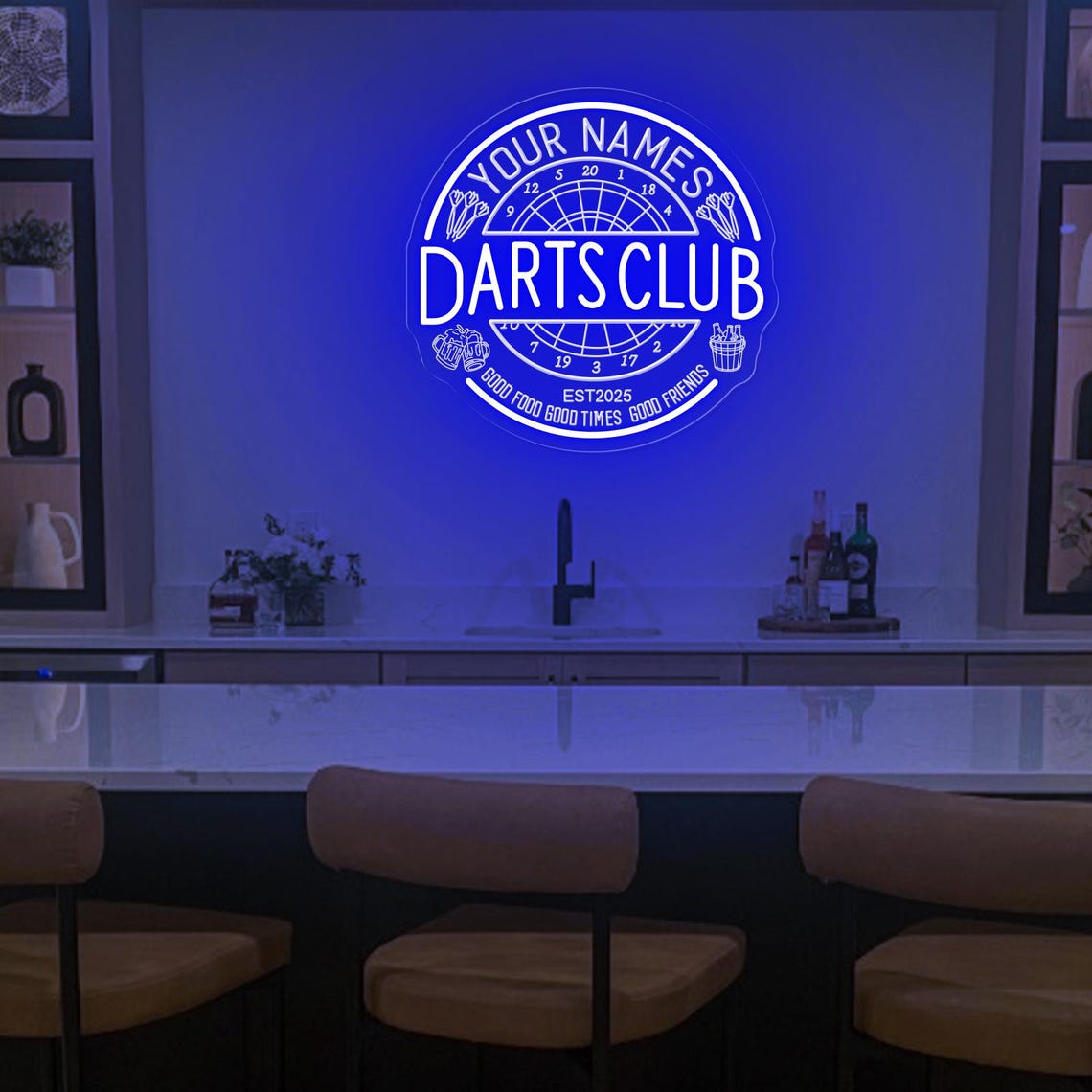 Personalized Darts Club Neon Sign: Custom Man Cave Bar Decor - Etsy