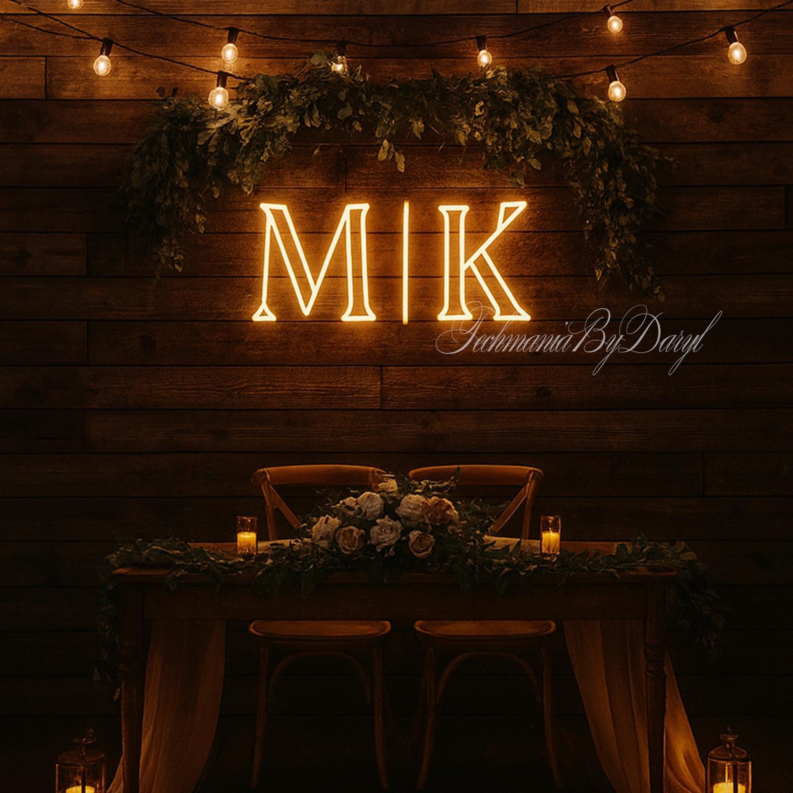 Custom Initials Minimalist Wedding Sign,couple Initials With Est Year ...