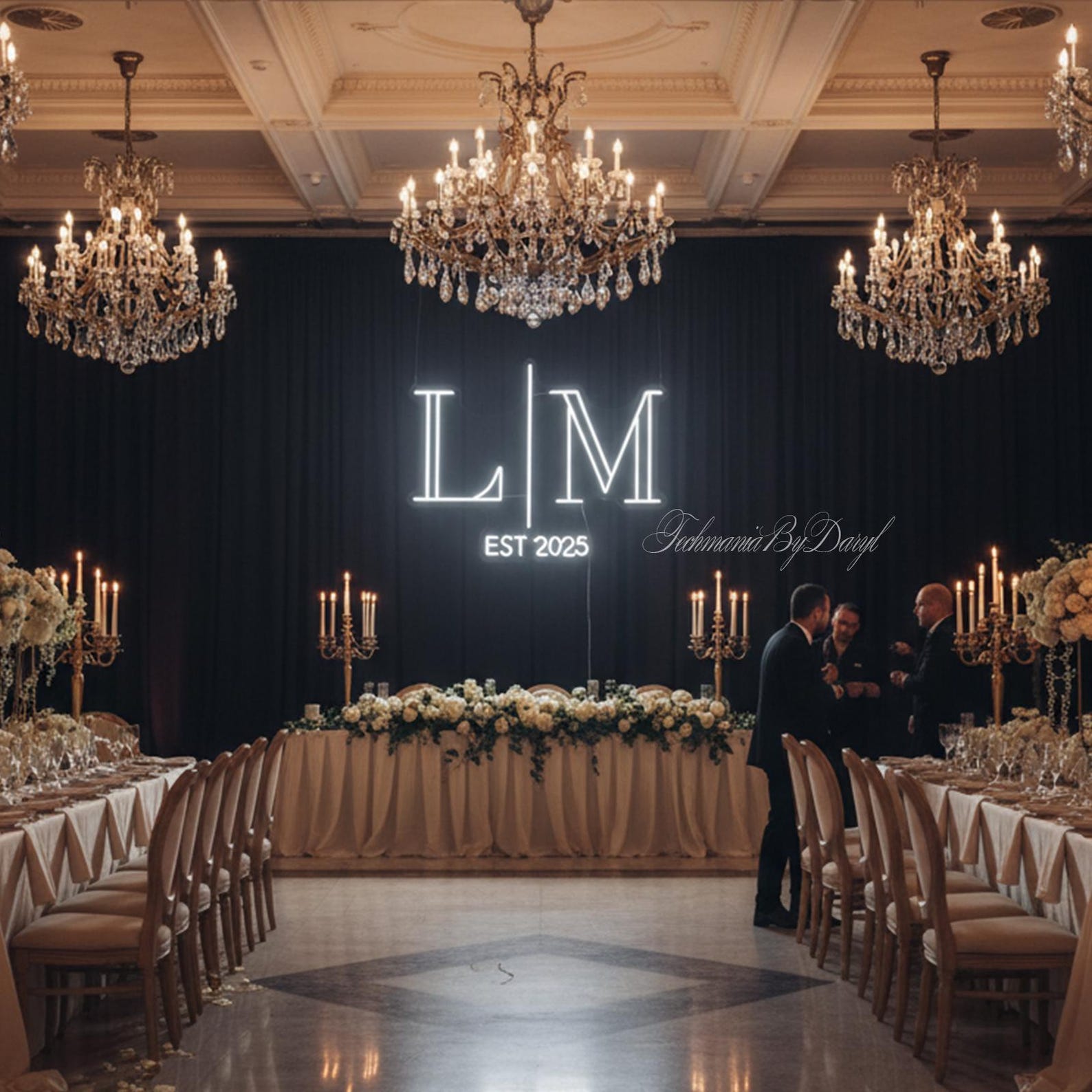Custom Initials Minimalist Wedding Sign,couple Initials With Est Year ...