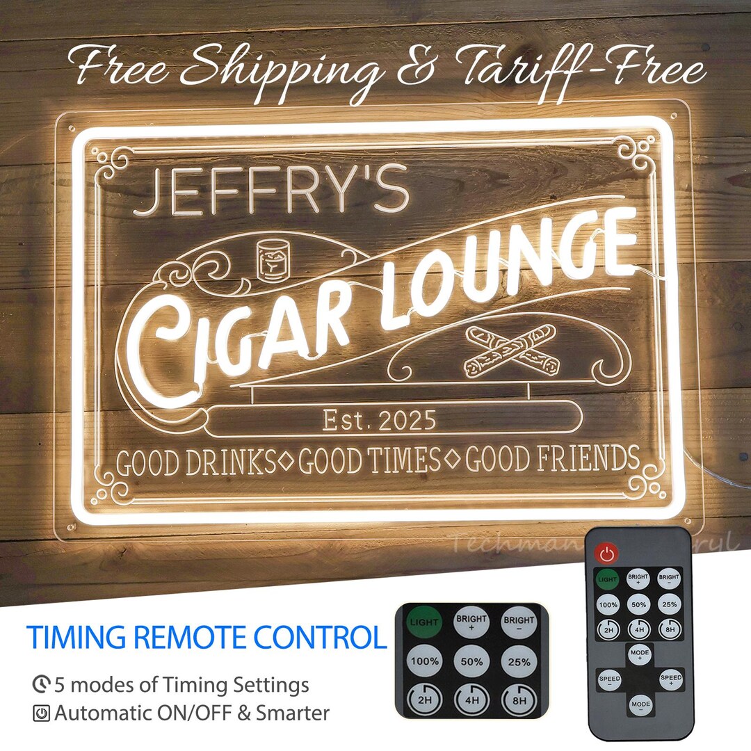 Custom Name Neon Sign,cigar Lounge Neon Sign,man Cave,cigars Wall Art ...