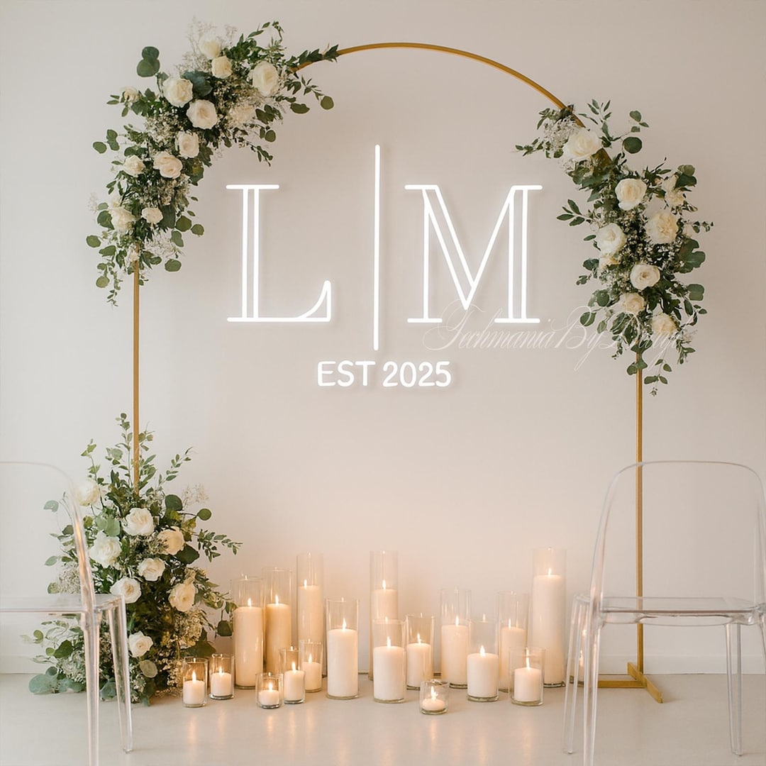 Custom Initials Minimalist Wedding Sign,couple Initials With Est Year ...