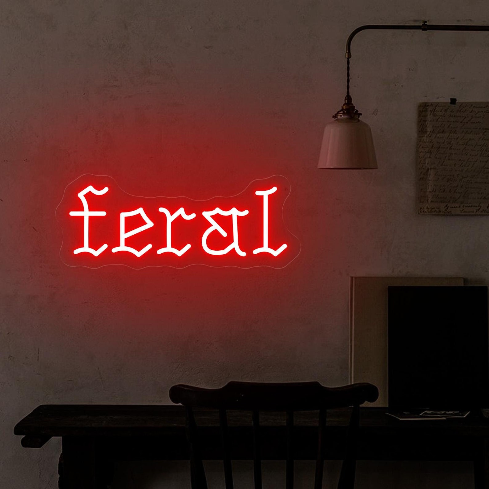 Feral Neon Sign,villain Wall Art,dark Humor,spooky Decor,embroidery ...