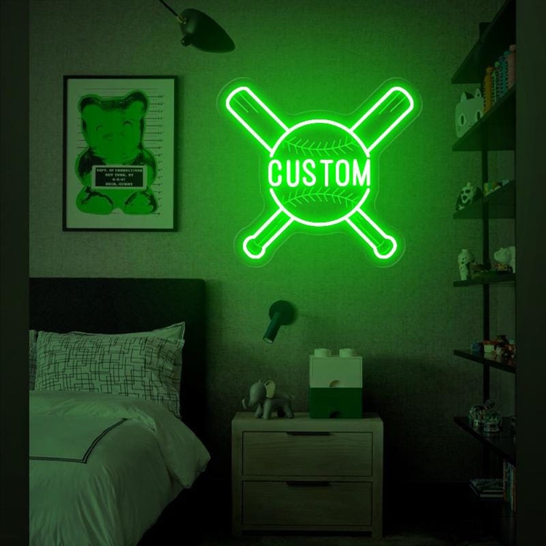 Custom Baseball Bat Neon Sign,baseball Name Sign,baseball Lover ...