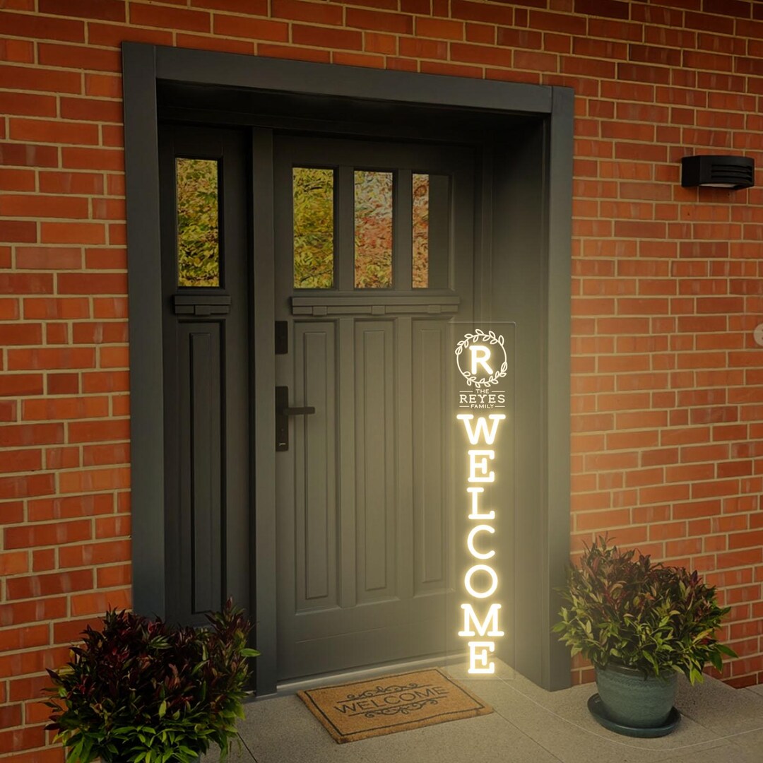 Custom Name Welcome LED Neon Sign,welcome Light Sign Front Door ...