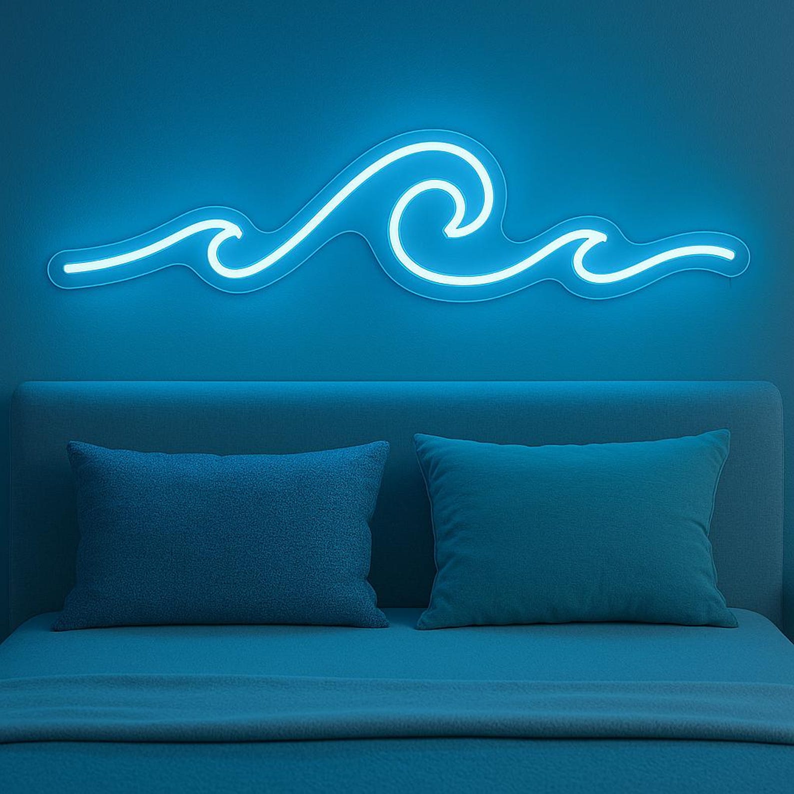 Ocean Wave Neon Sign: Coastal Bedroom Wall Art - Etsy