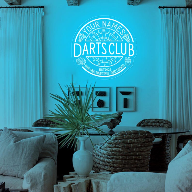 Personalized Darts Club Neon Sign: Custom Man Cave Bar Decor - Etsy