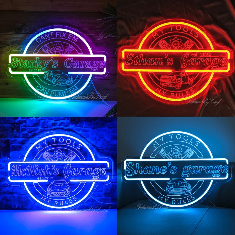 Custom Garage Neon Signs,garage Sign,personalized Light up Man Cave ...
