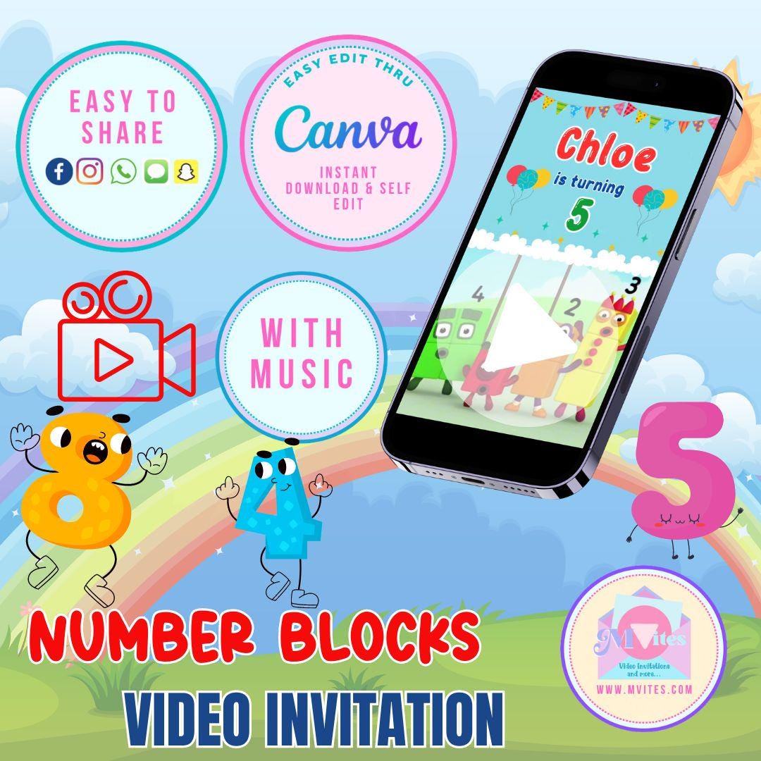 Numberblocks Video Invitation Template, Numberblocks, Numberblocks ...
