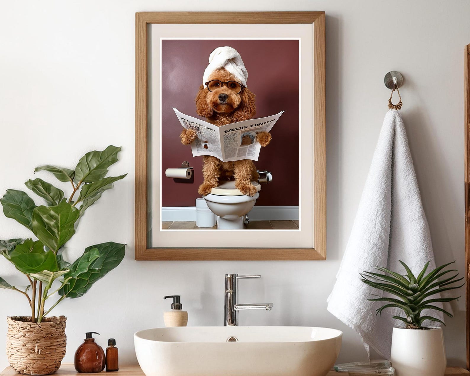 Custom Pet Portrait From Photo, Dog in Bathtub, Custom Dog Art, Pet on ...