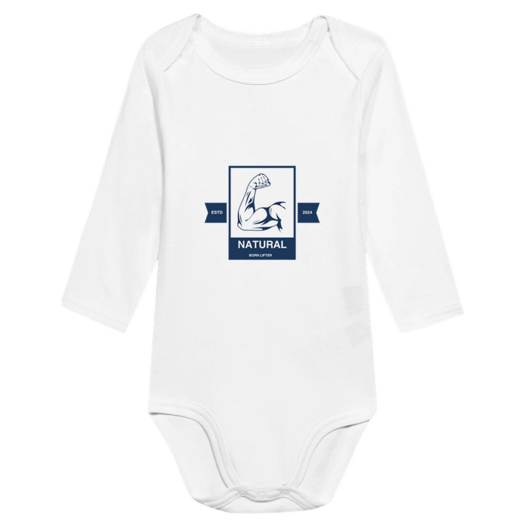 Natural Born Lifter 2024 BICEP Classic Baby Long Sleeve Bodysuit White ...