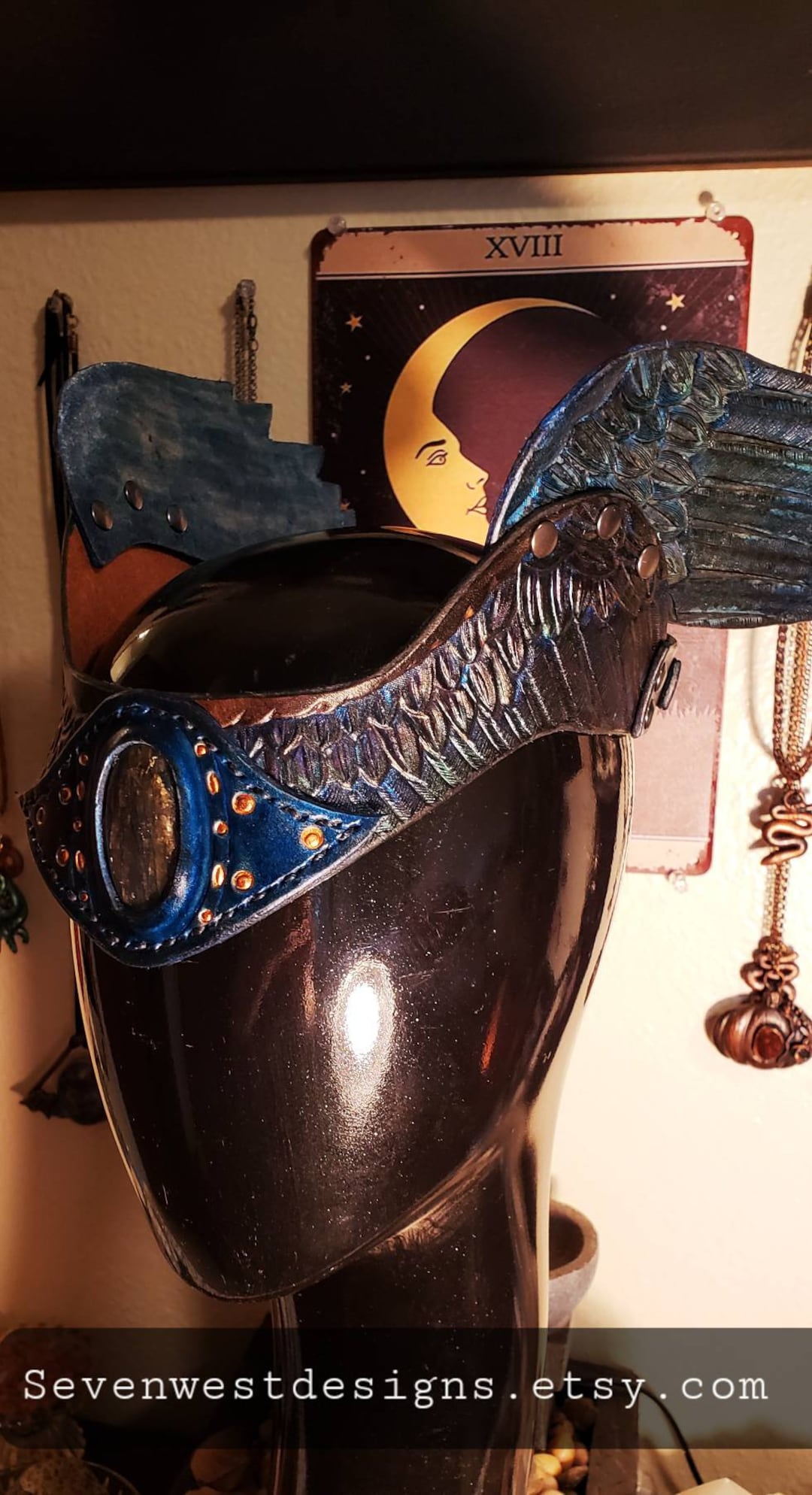 Leather Raven Wing Headdress Iridescent Blue Black Wings - Etsy