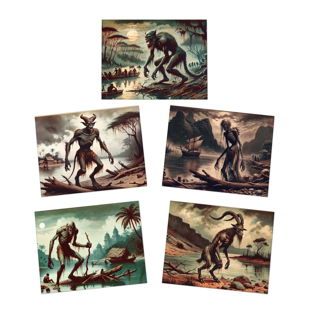 Vintage Cryptids in the Wild Multi-design Greeting Cards 5-pack - Etsy