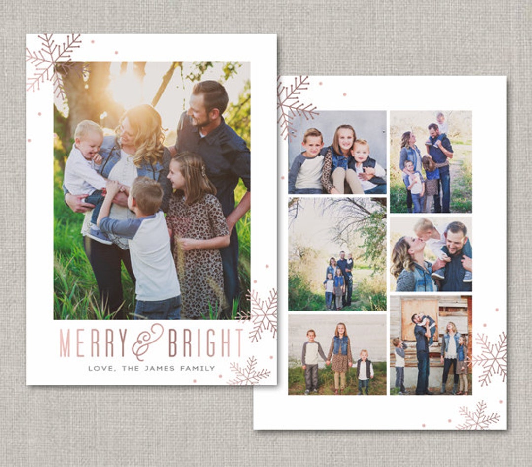 Snowflake Christmas Card Template for Photoshop: Instant Download - Etsy