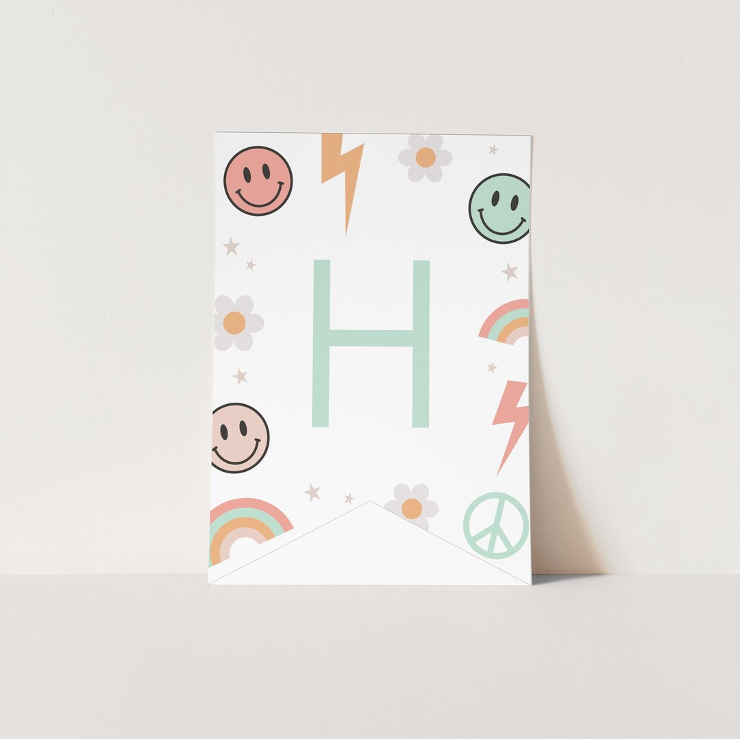 Editable Happy Face Birthday Banner Template: Instant Download - Etsy