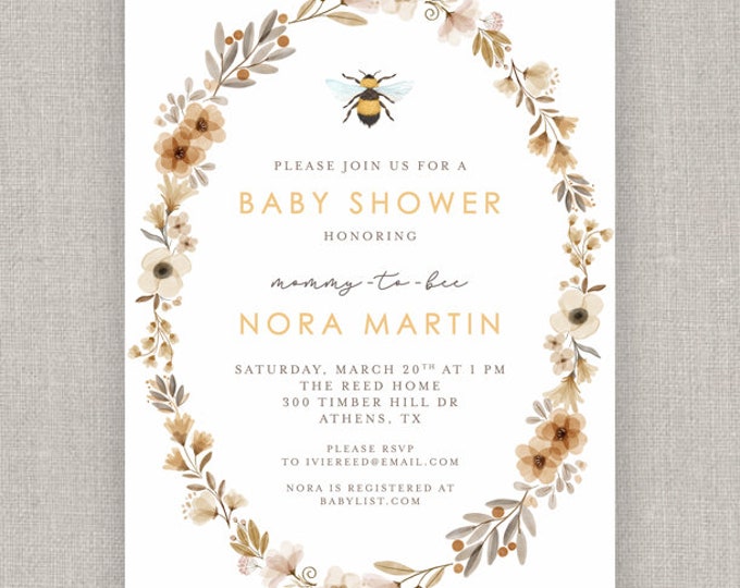 Bee Baby Shower Invitation - Etsy