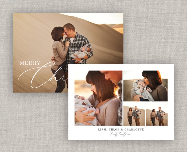 Christmas Script Card Template for Photoshop: Instant Download | Etsy