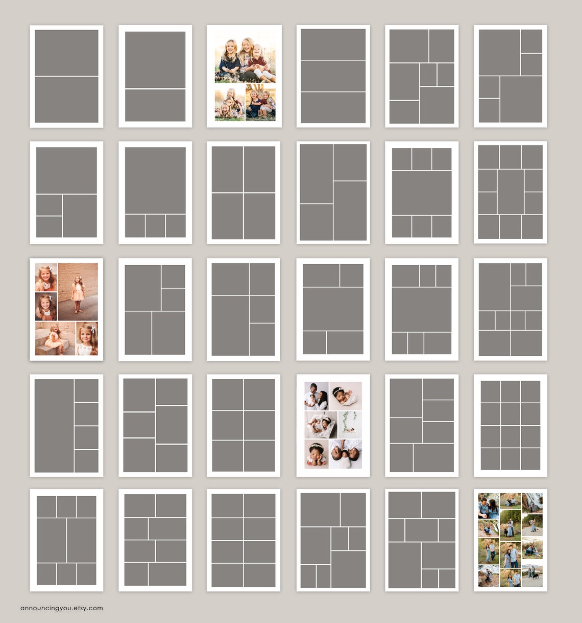 5x7 Photoshop Collage Templates: Instant Download - Etsy