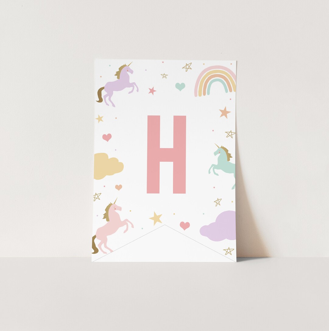Editable Pastel Unicorn Birthday Banner Template: Instant Download - Etsy