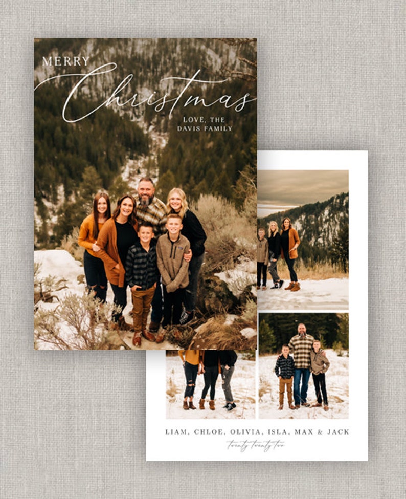 Christmas Script Card Template for Photoshop: Instant Download - Etsy