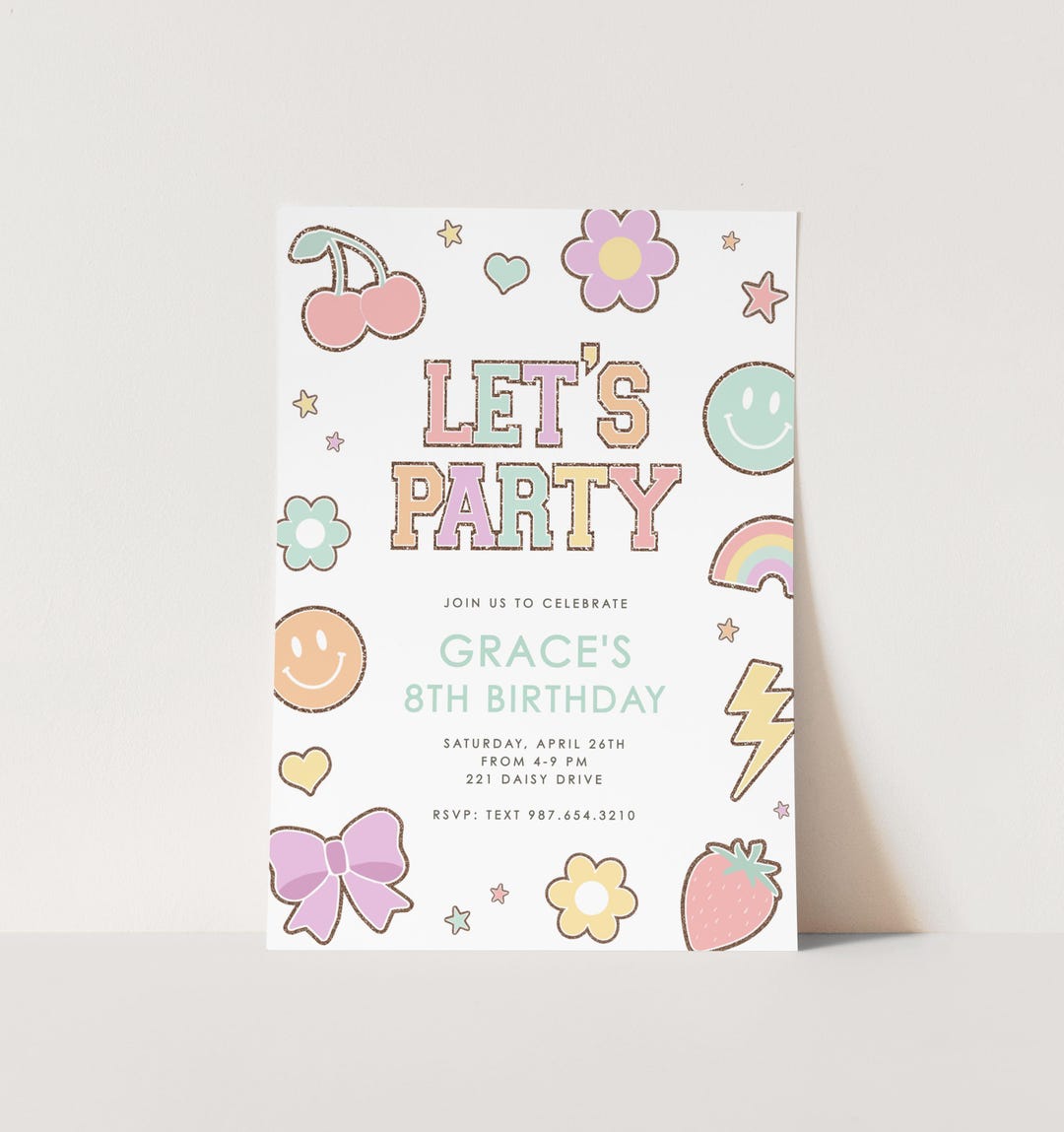 Editable Patch Birthday Invitation Template: Instant Download - Etsy