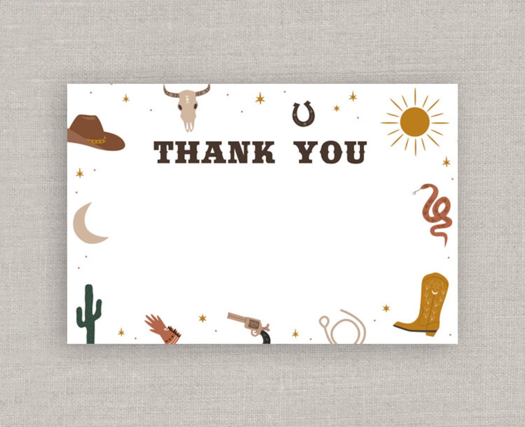 Editable Cowboy Thank You Template: Instant Download - Etsy