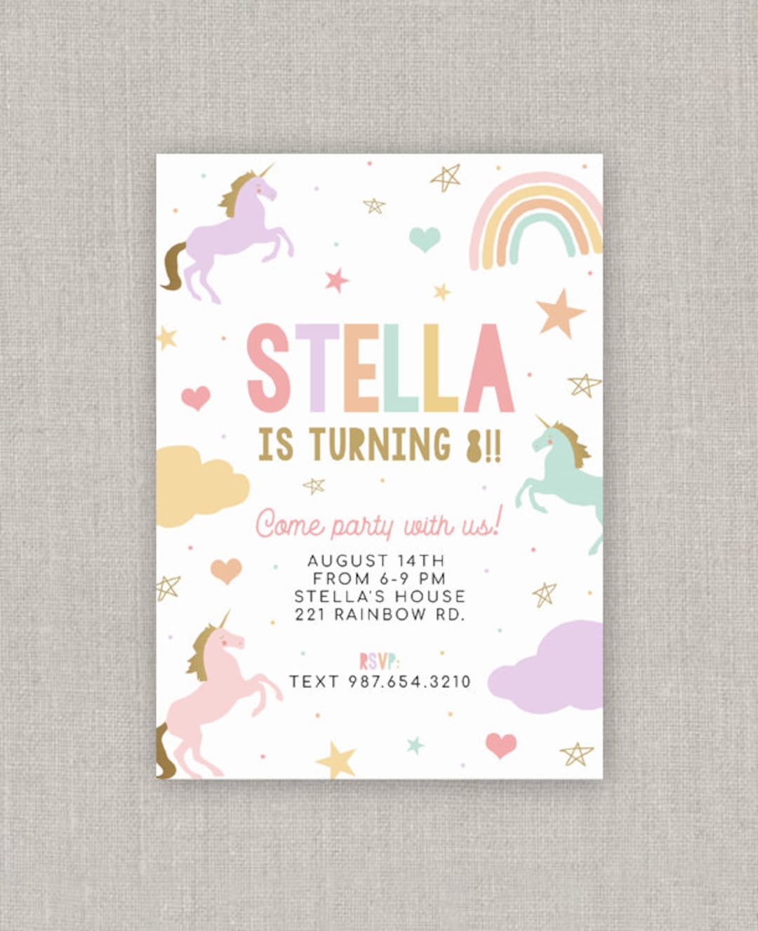 Editable Pastel Unicorn Birthday Invitation Template: Instant Download ...